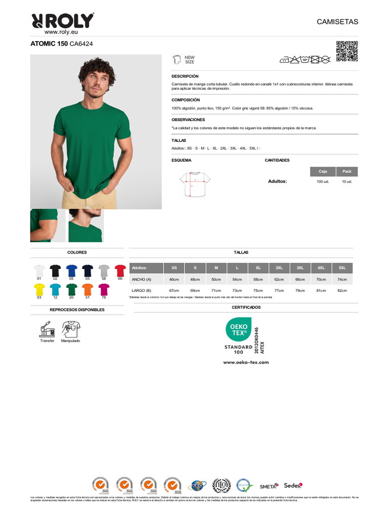 Camiseta Roly Atomic 150 CA6424 | PDF
