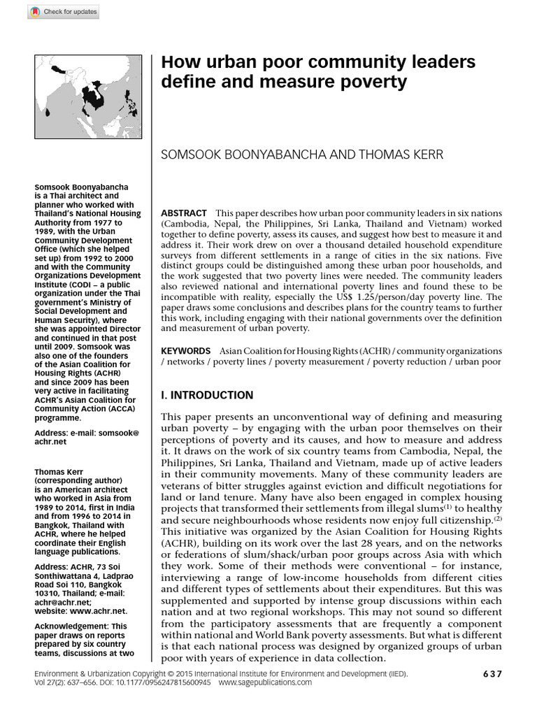 How Urban Poor Community Leaders Define and Measure Poverty | PDF ...