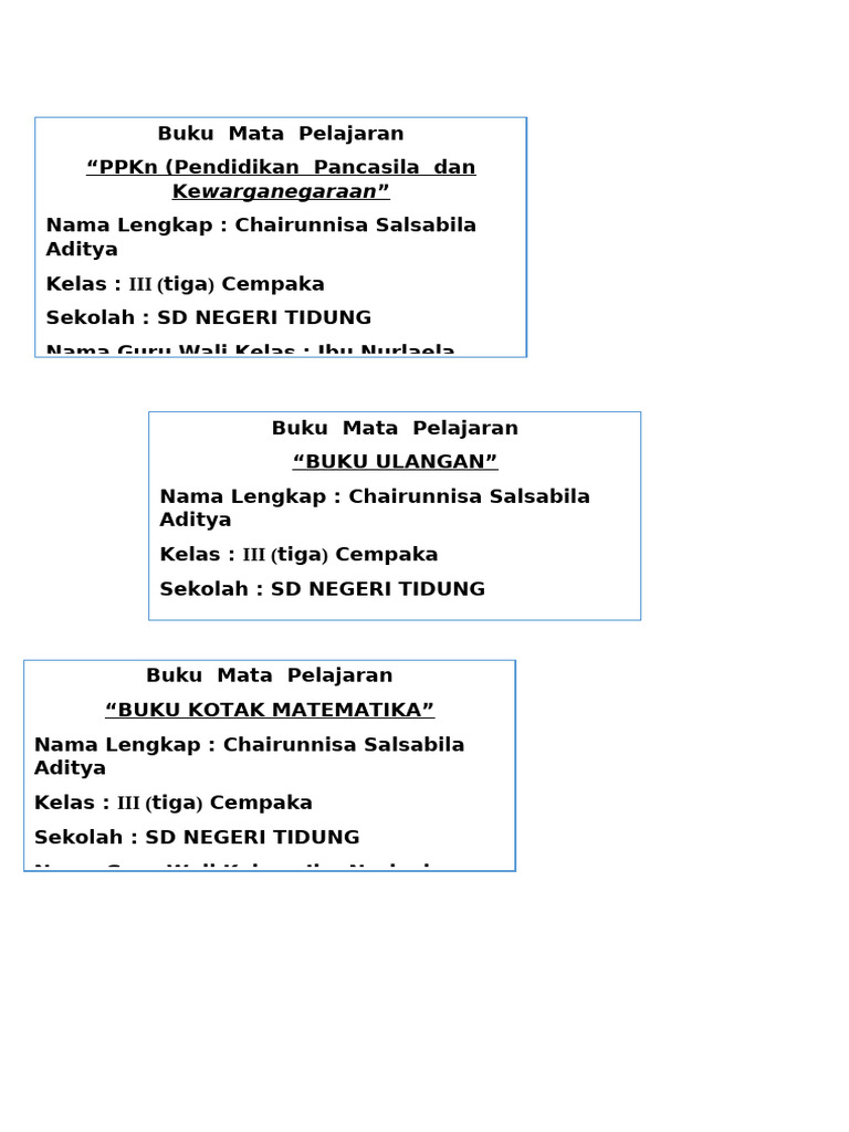 Label Buku Nisa | PDF