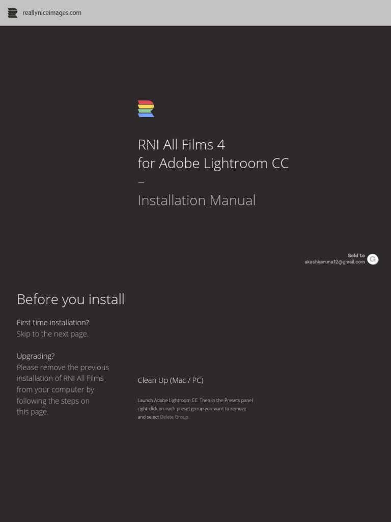 Installation - Lightroom CC | PDF