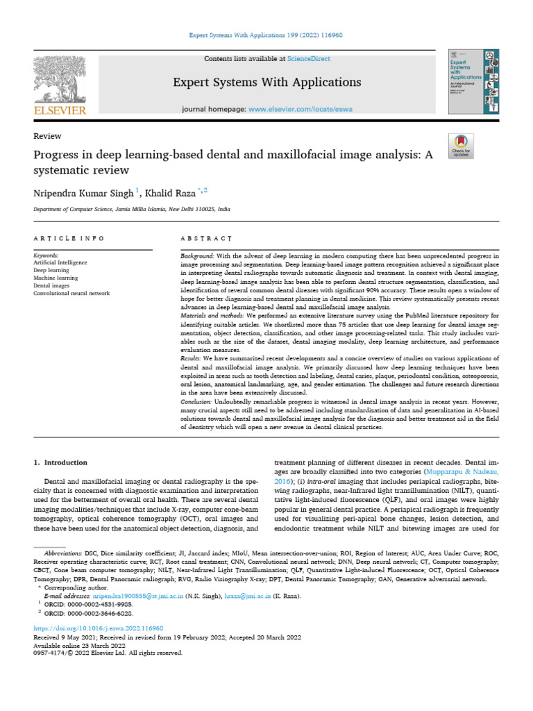 AI in Dental Image Classification Advances | PDF | Deep Learning ...