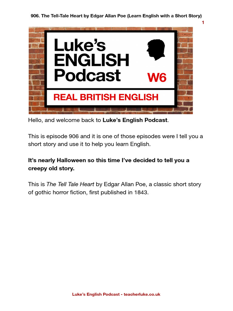 The Tell Tale Heart by Edgar Allan Poe Learn English With A Short Story ...
