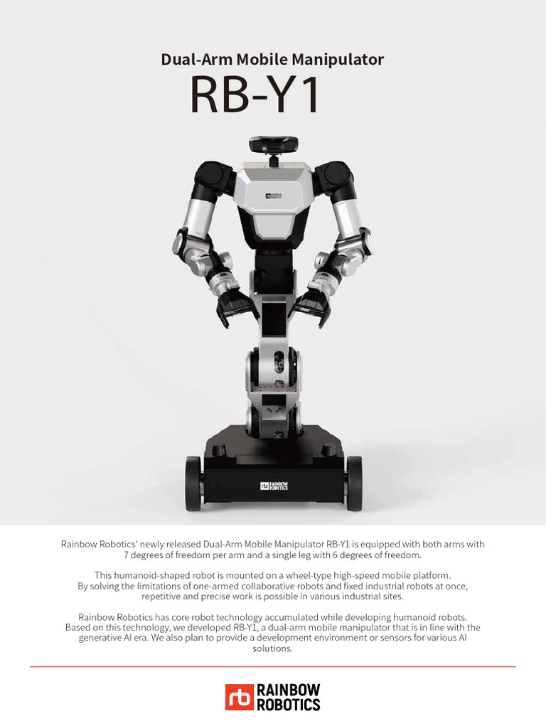 (Rainbow Robotics) RB-Y1 Catalog - EN - Release - 240821 | PDF | Robotics | Robot