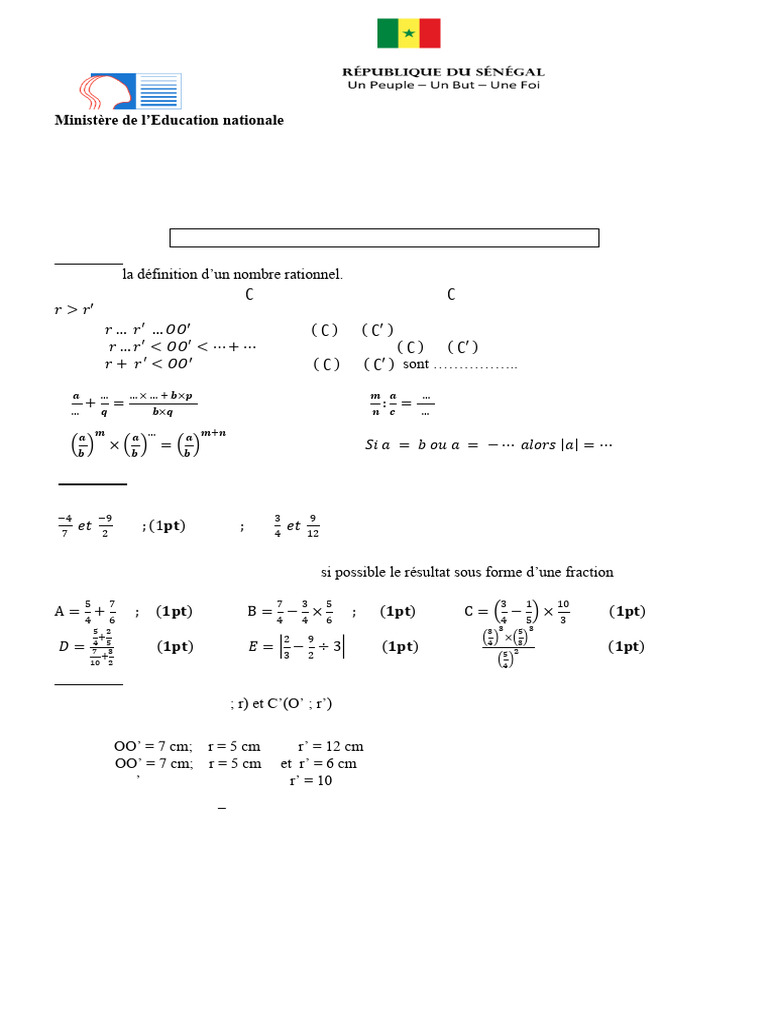 Devoir de maths 4ème avec correction | PDF | Géométrie