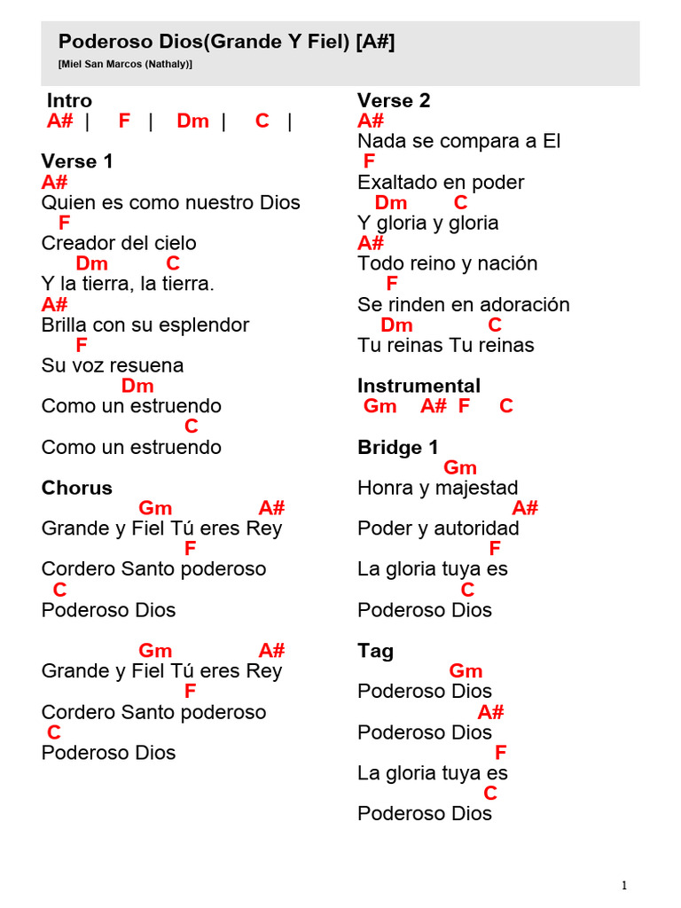 Poderoso Dios: Letra y Acordes | PDF