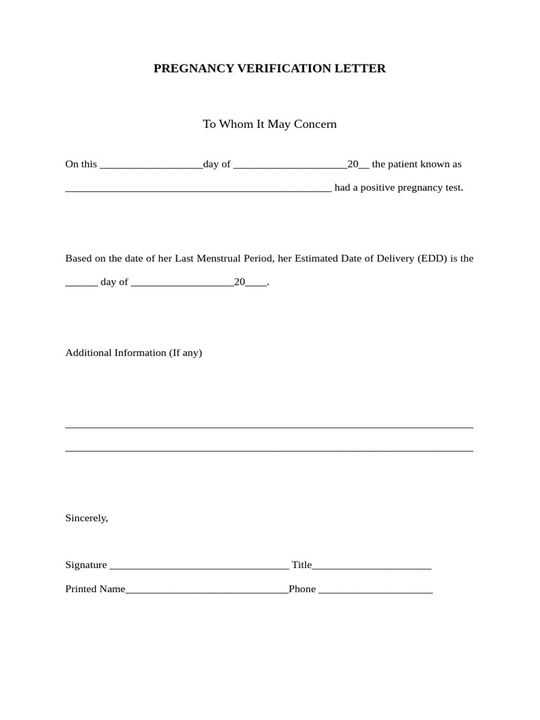 Pregnancy Verification Letter | PDF