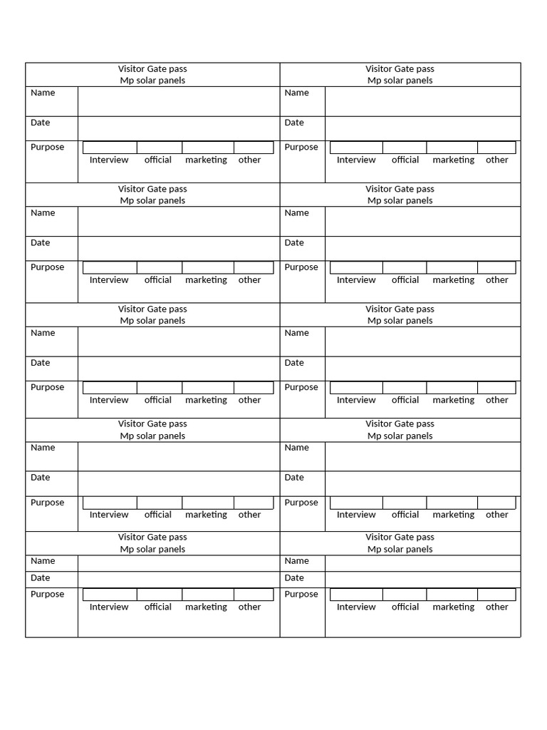 Visitor Gate Pass | PDF