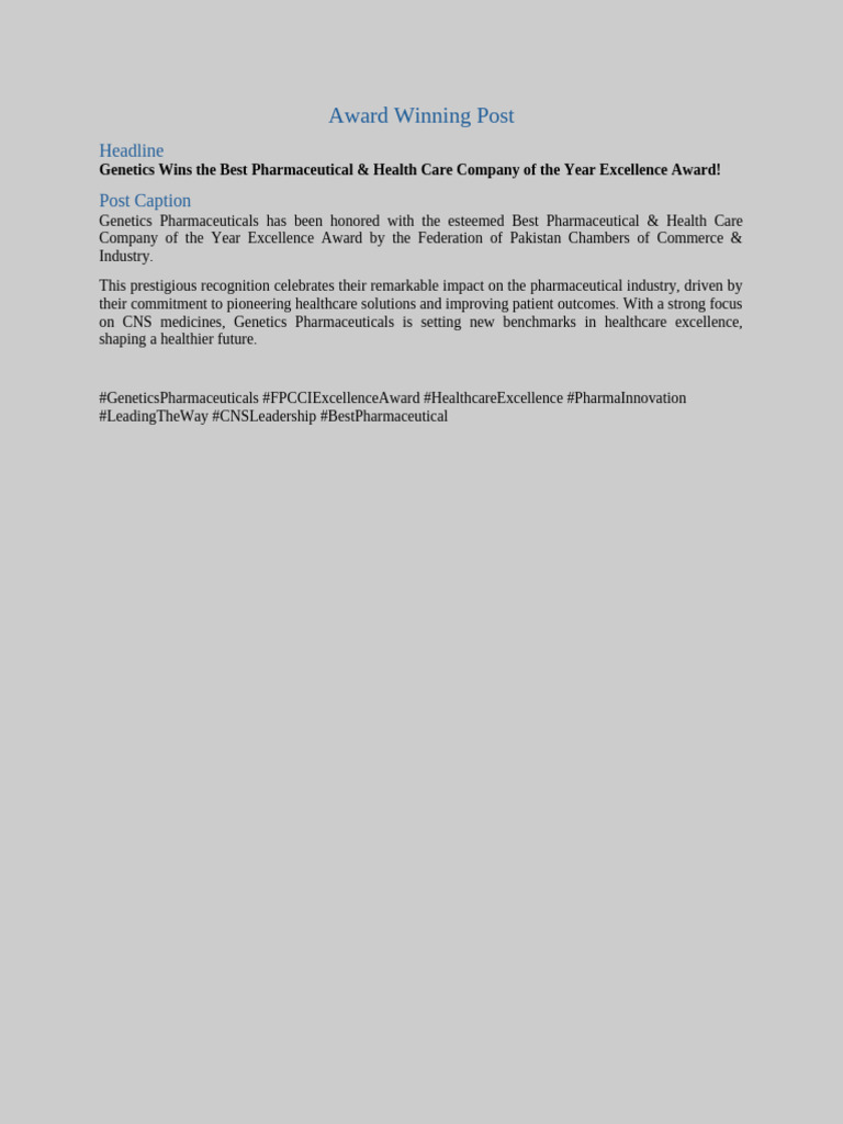 Startup Pakistan - Award Winning Post | PDF