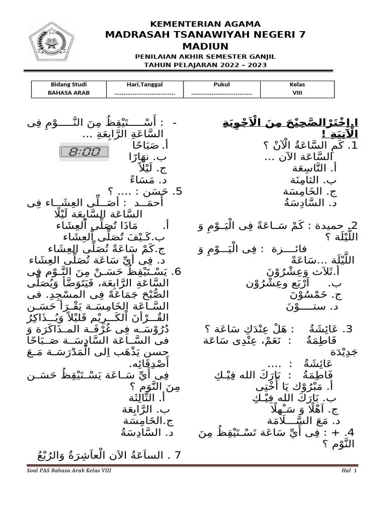 Master Soal B. Arab 8 | PDF