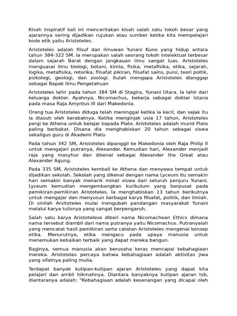 Kisah Inspiratif Aristoteles | PDF
