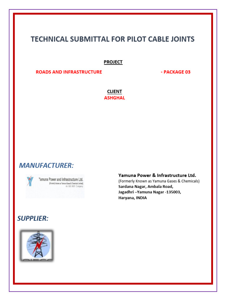 Pilot Cable Joints Submittal | PDF | Insulator (Electricity) | Fuse ...