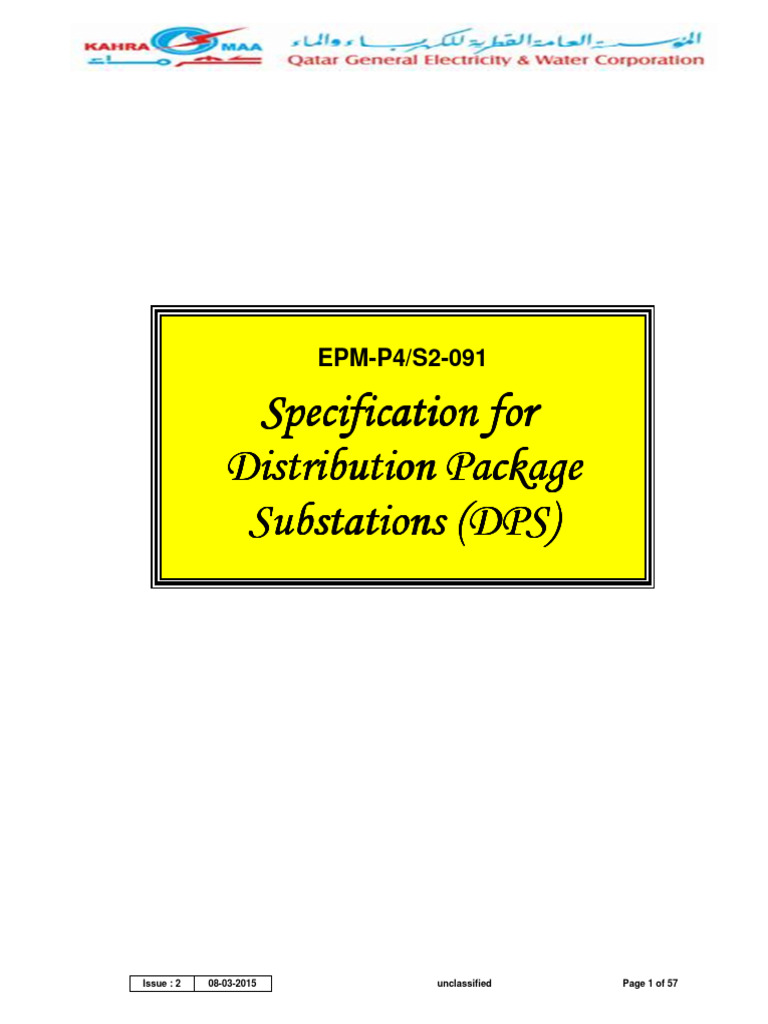 EPM-P4-S2-091 - Specification For Distribution Package Substations-DPS - Issue 2 | PDF | Paint ...