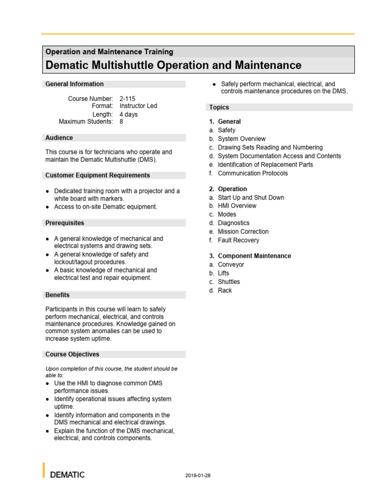 2-115 Dematic Multishuttle Operation and Maintenance | PDF