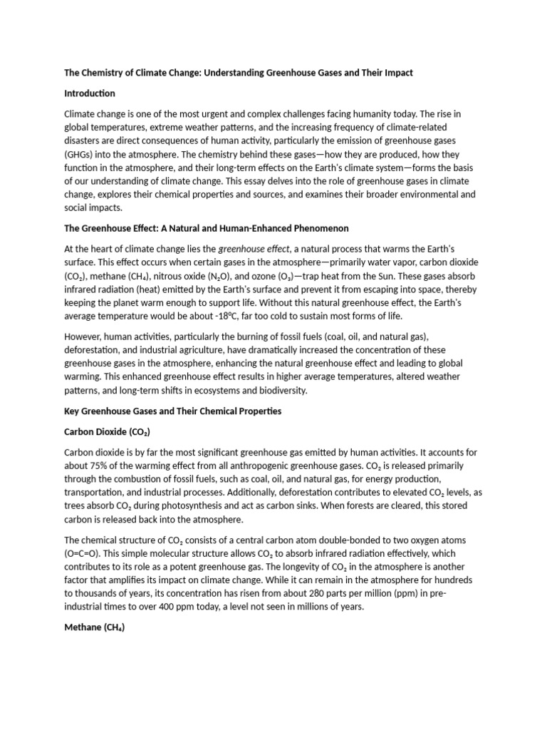 The Chemistry of Climate Change | PDF | Greenhouse Gas | Climate Change