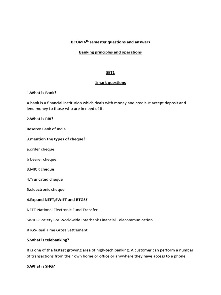 banking 1 | PDF | Cheque | Reserve Bank Of India