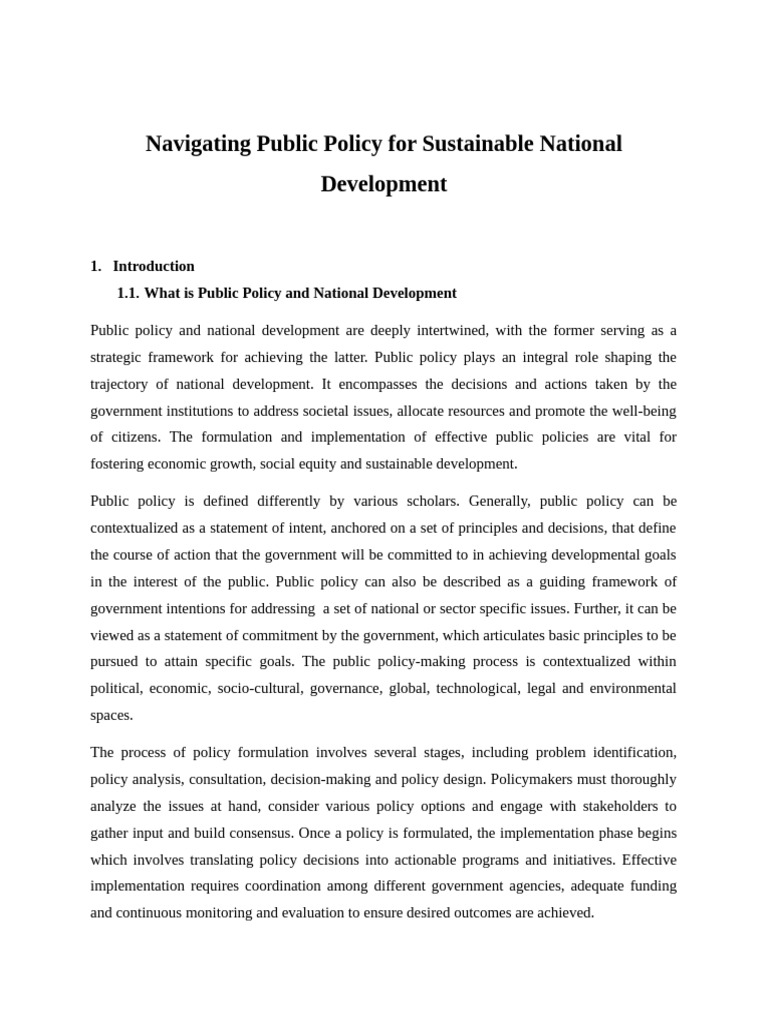 Public Policy for Sustainable Development | PDF | Economic Growth | Policy