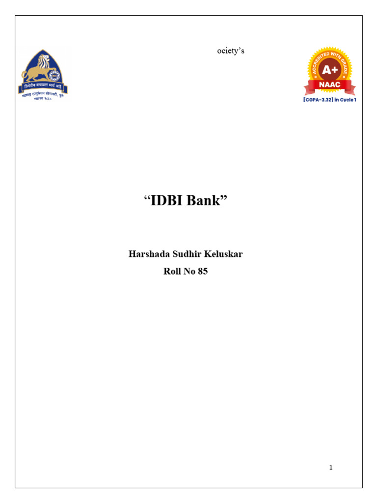 IDBI Financial Analysis report | PDF | Dividend | Debt