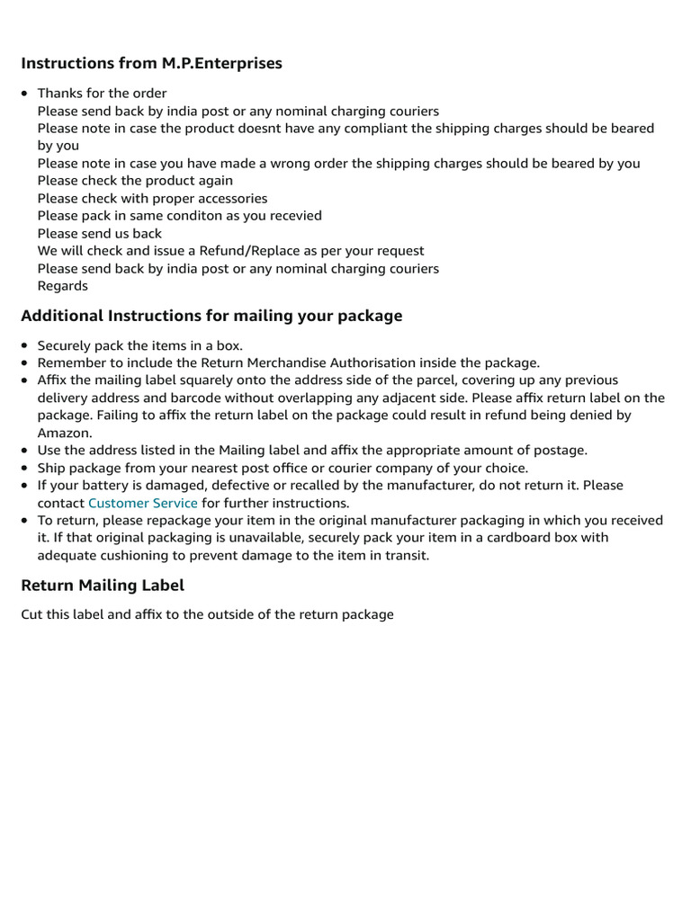 Online Return Center | PDF