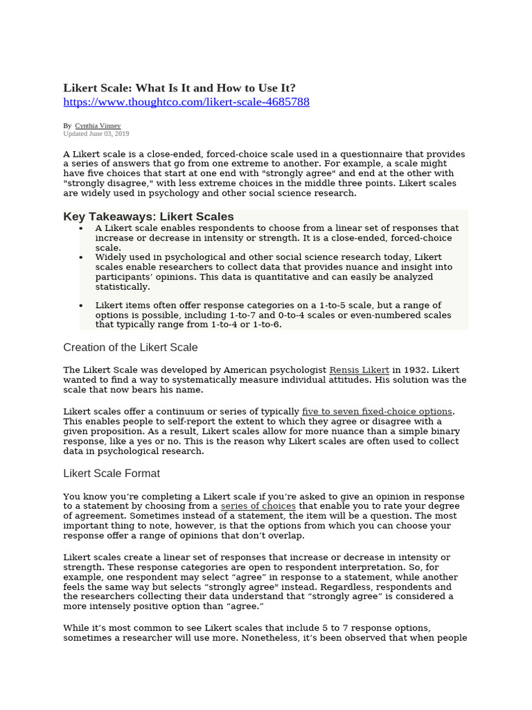 Likert Scale | PDF | Likert Scale | Psychology