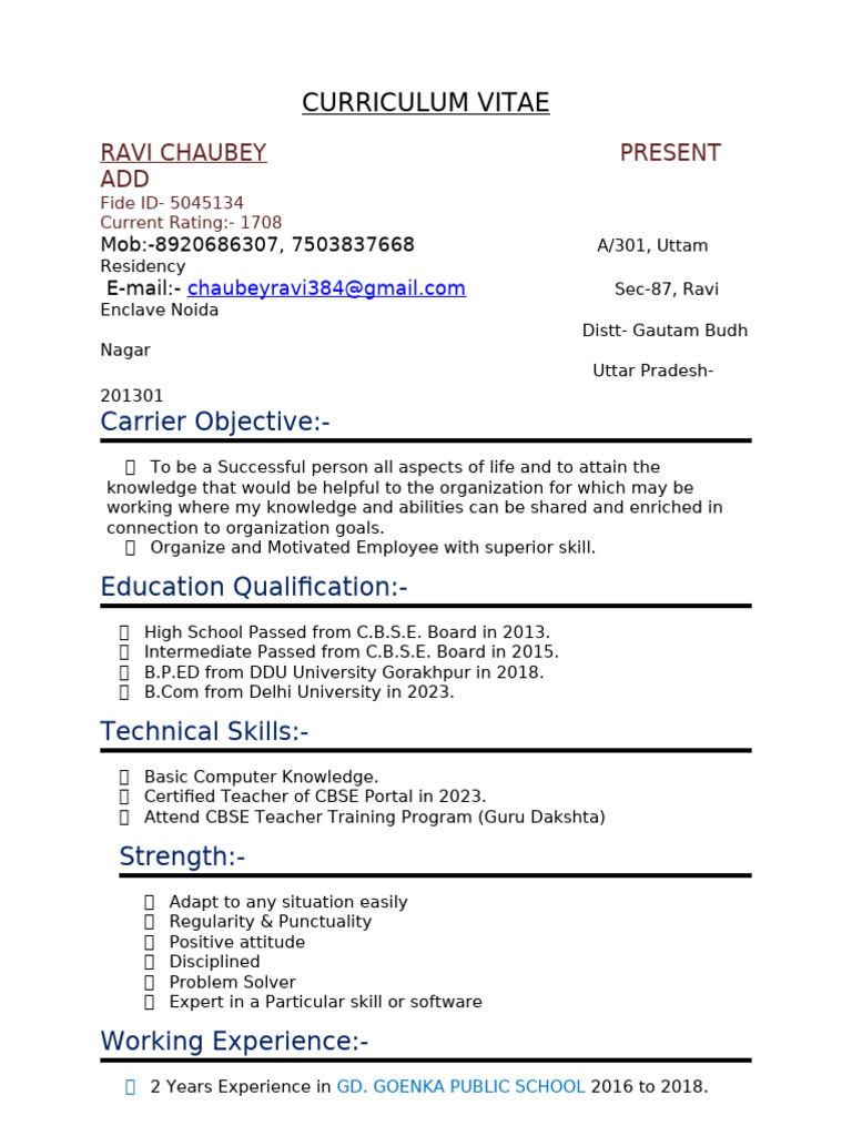 CV RAVI CHAUBEY | PDF | Learning | Behavior Modification