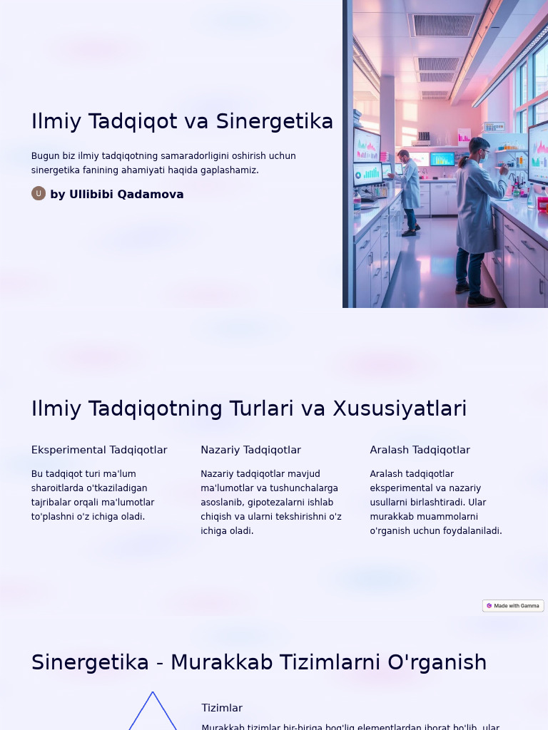 Ilmiy Tadqiqot Va Sinergetika | PDF