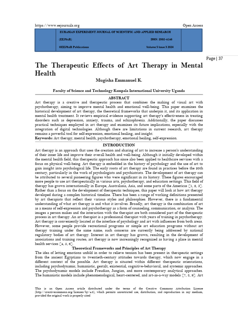 The Therapeutic Effects of Art Therapy in Mental Health (WWW - Kiu.ac ...