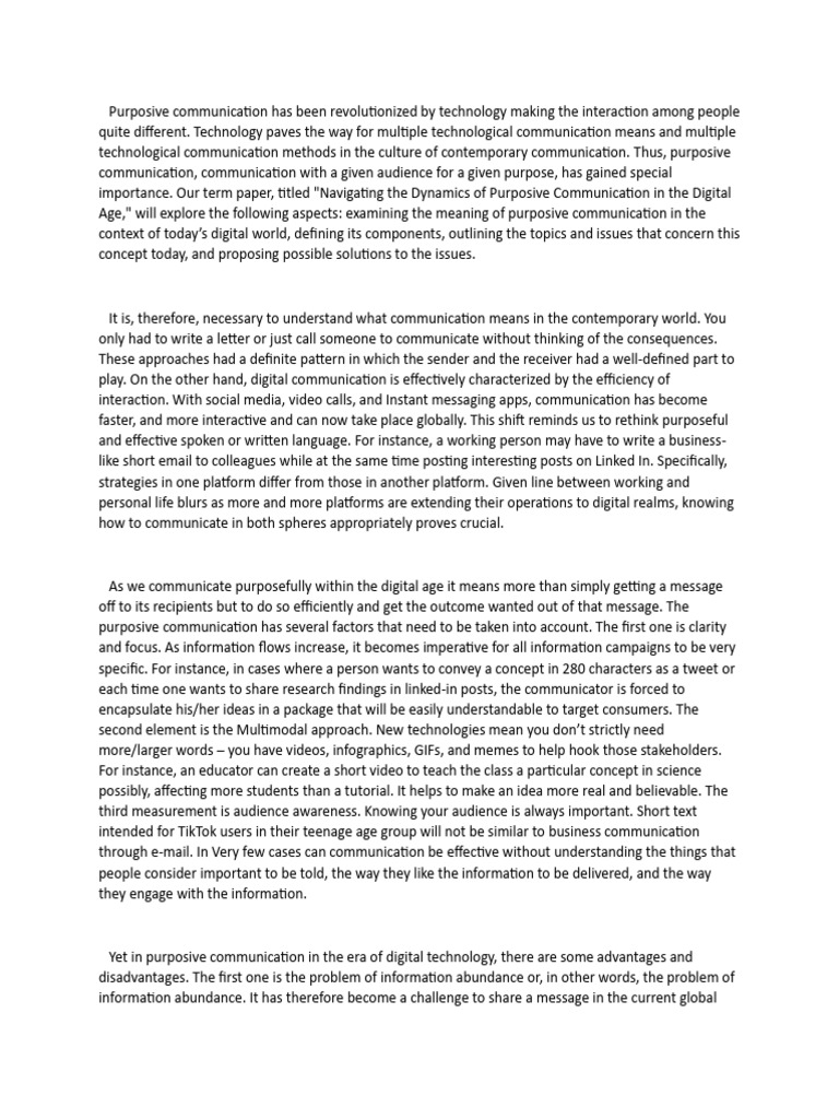 Term Paper Body | PDF | Communication | Information