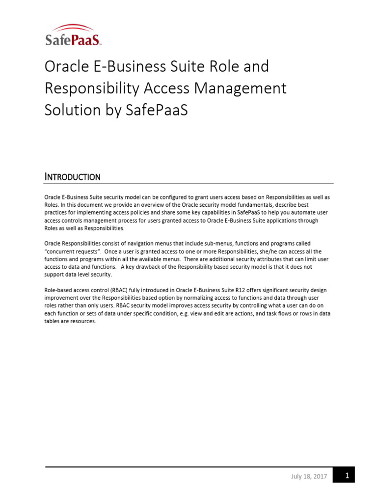 Role Based Access Management (RBAC) For Oracle | PDF | Menu (Computing ...