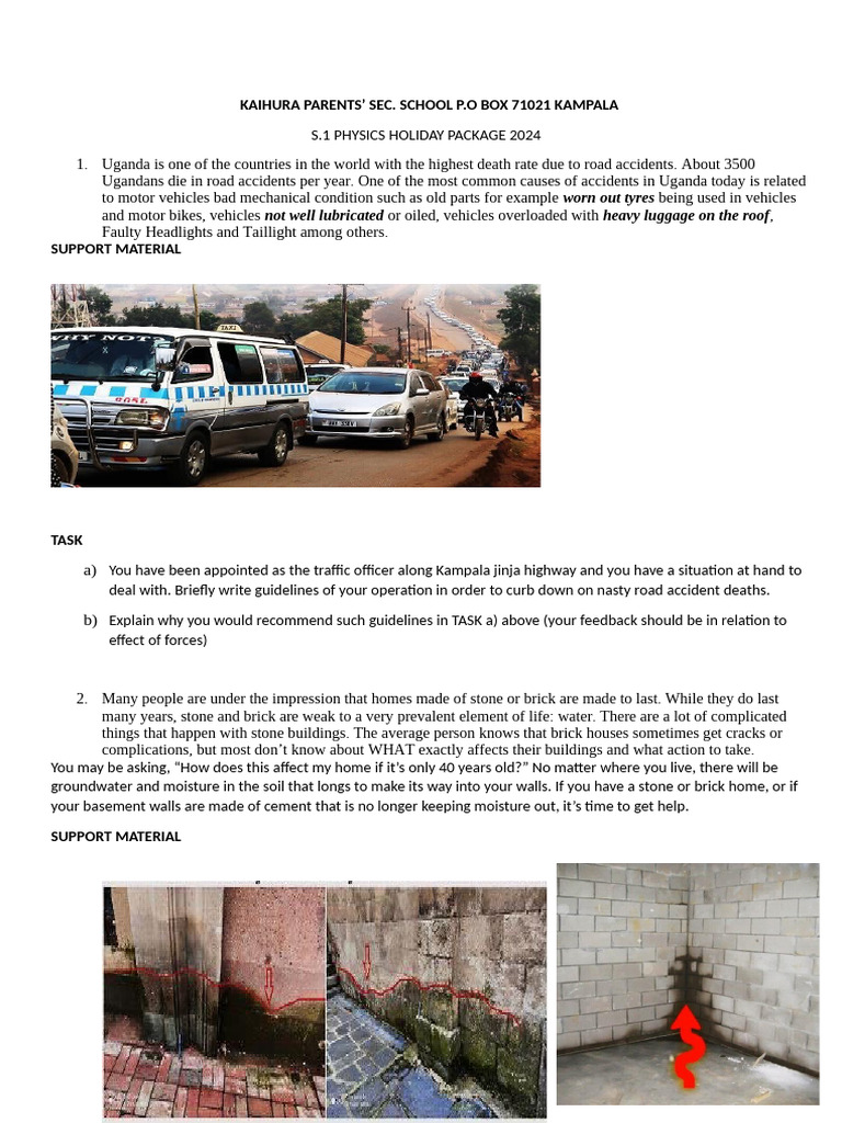 s.1 Physics Holiday Packlage Eot 2 2024 | PDF | Liquids | Soft Matter