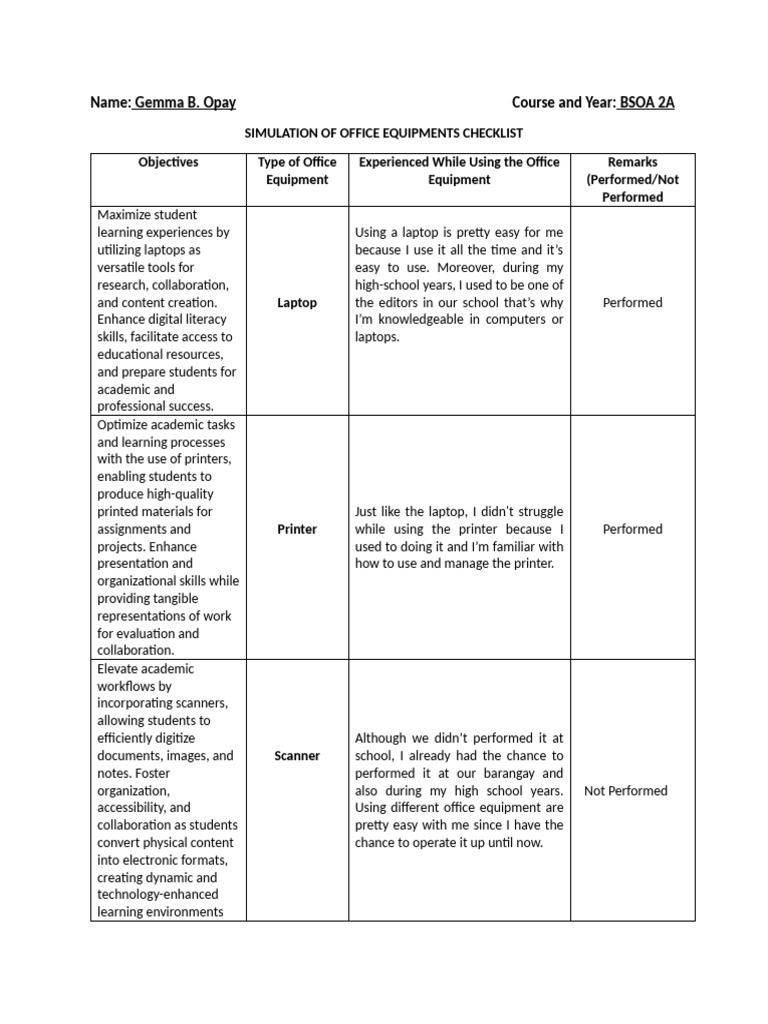 Office Simulation Checklist | PDF | Telephone | Collaboration