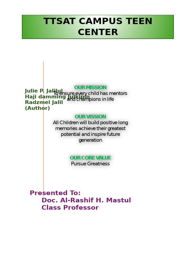 Ttsat Campus Teen Center | PDF | Adolescence | Focus Group