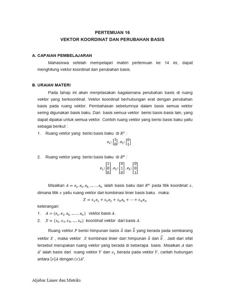 Vektor Koordinat & Perubahan Basis | PDF