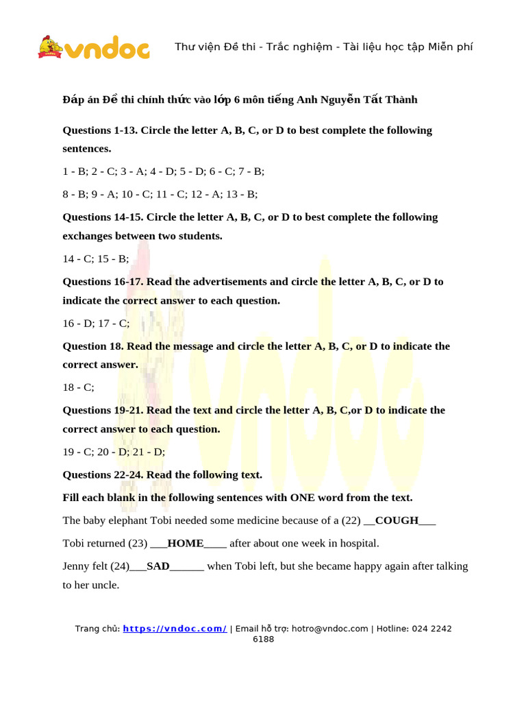 Đáp án đề NTT | PDF