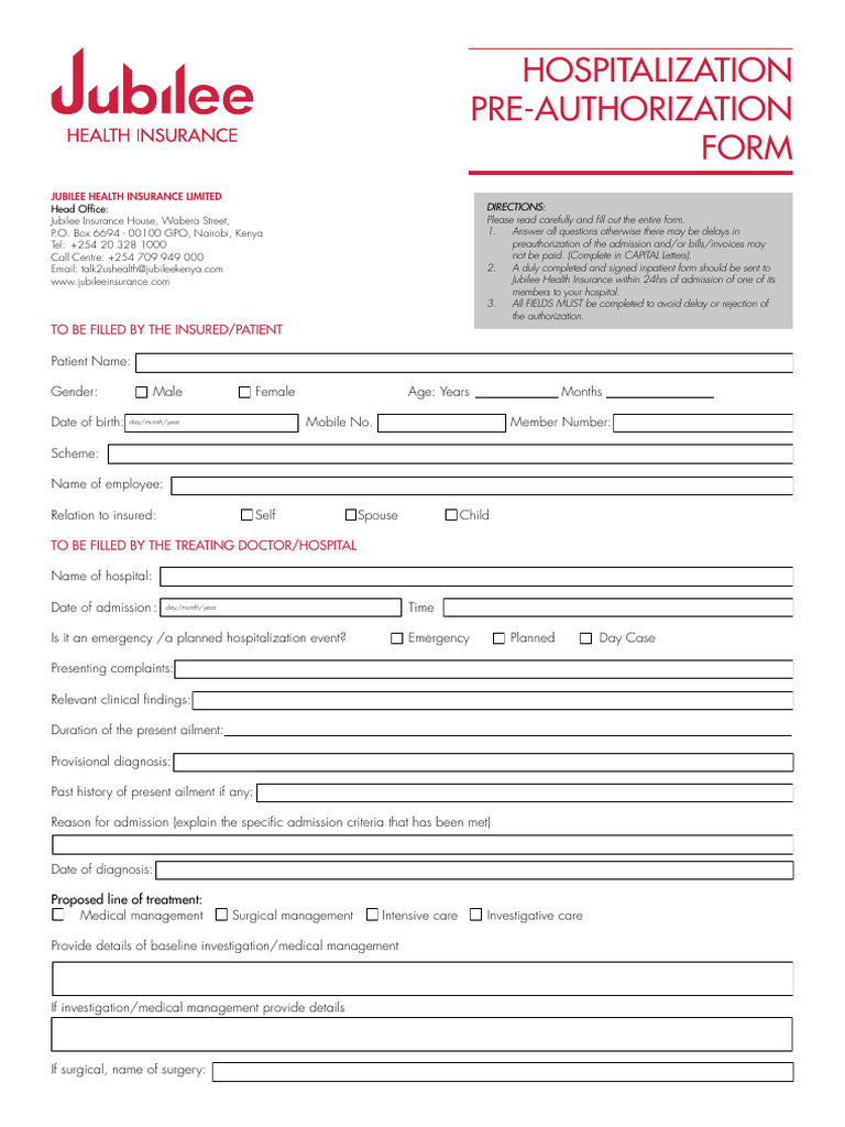 Hospitalization Preauthorization Form Interactive 2022 - 2 | PDF ...