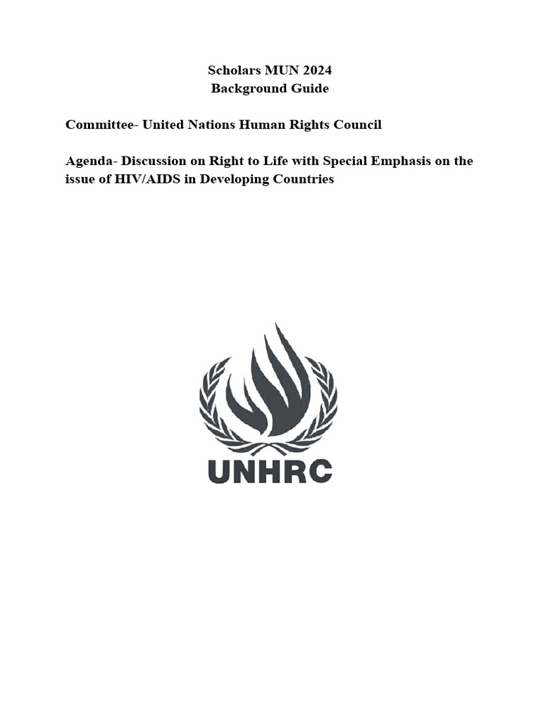 UNHRC Background Guide Scholars MUN 2024 | PDF | Hiv/Aids | Management ...