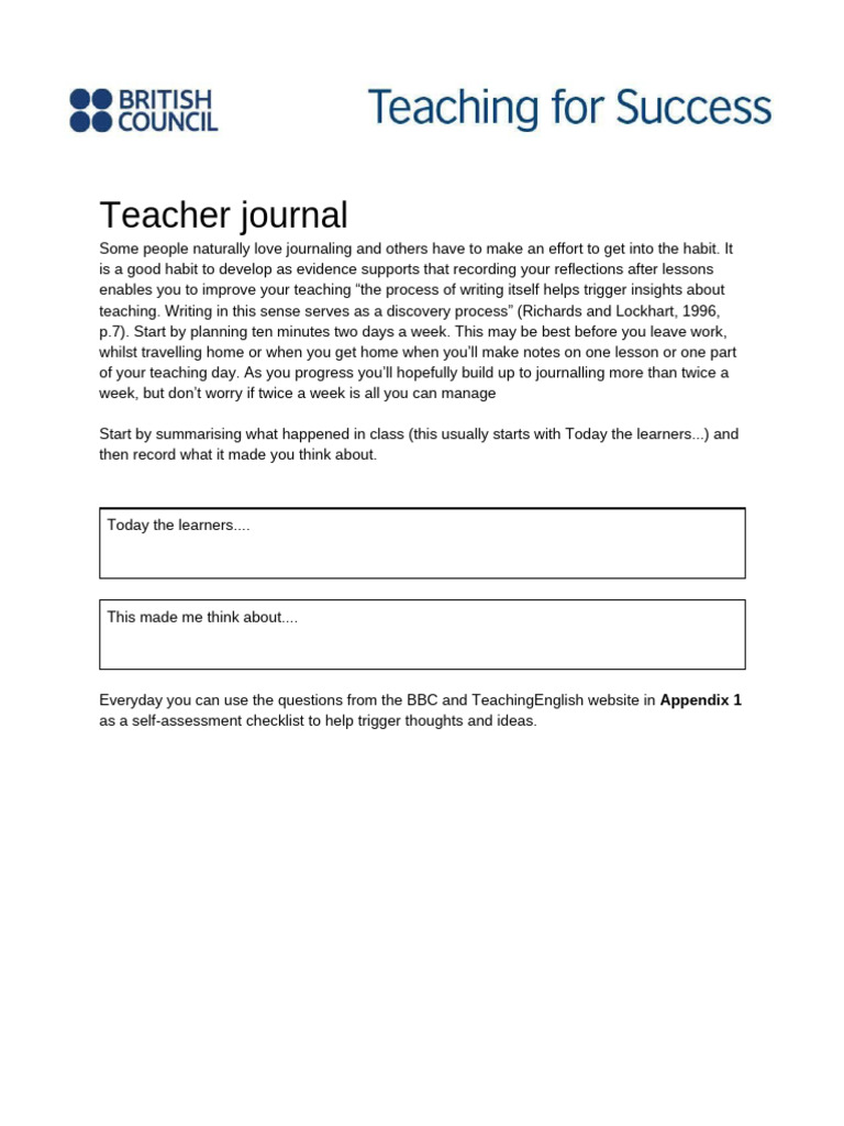 Effective Teacher Journaling Guide | PDF | Classroom Management | Teaching