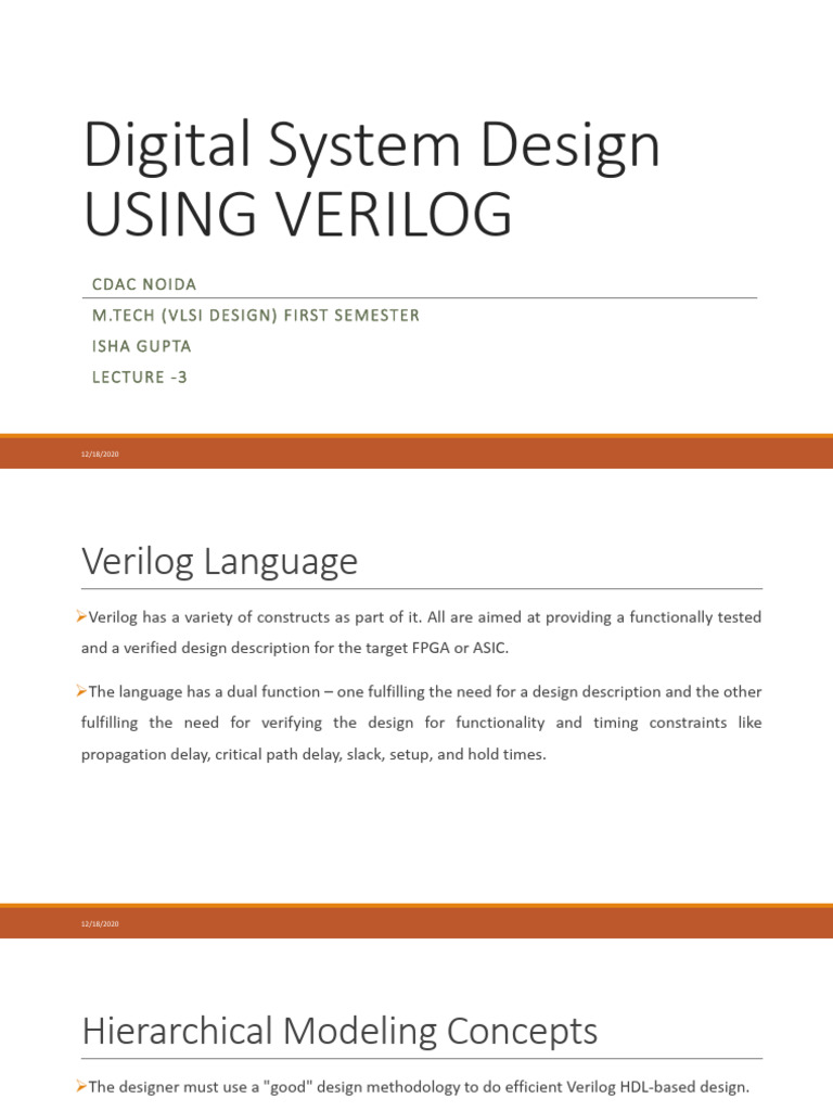 IG MTechVLSI 1 DSD Unit1 Lec3 | PDF | Software Development | Computer Science
