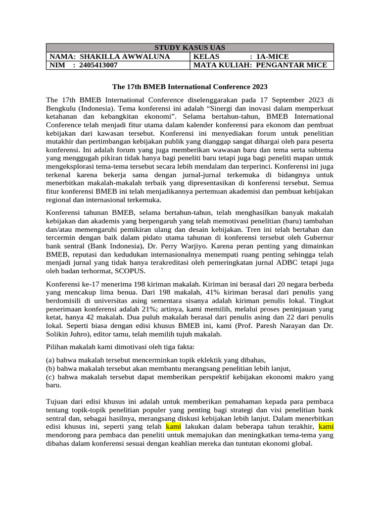 Study Kasus Uas Pengantar Mice | PDF