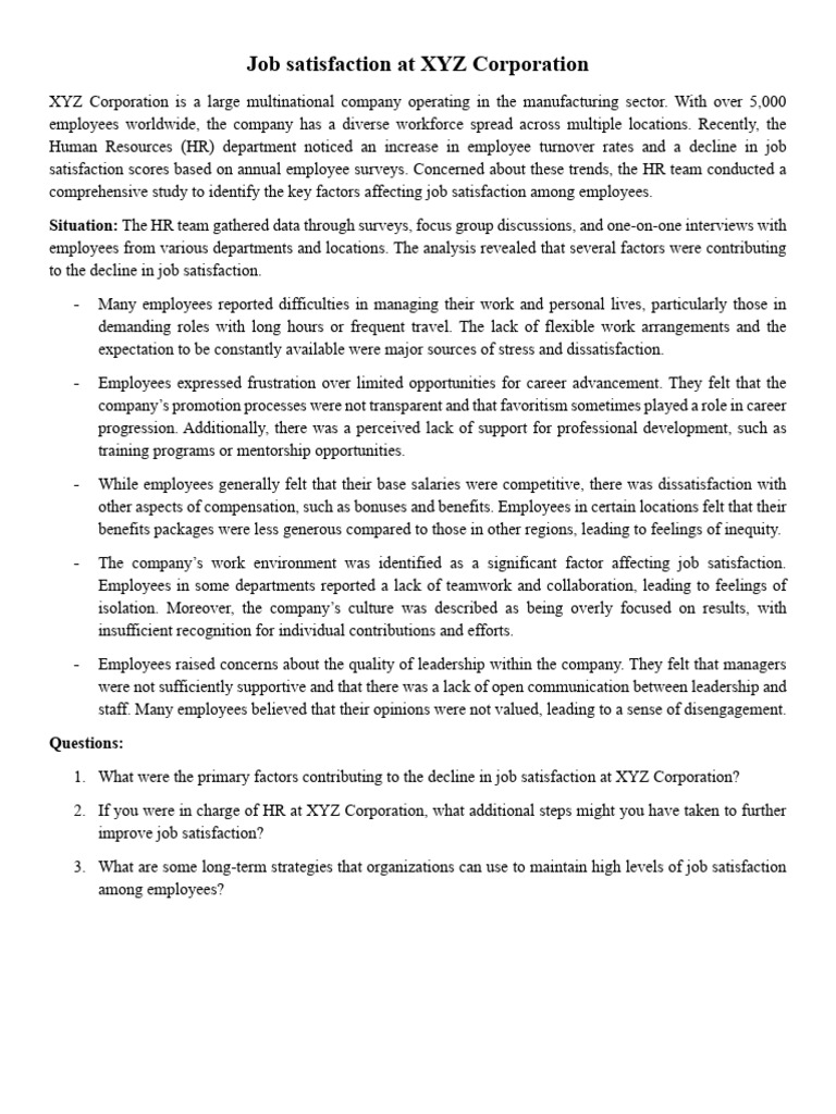 Job Satisfaction Case1 | PDF | Job Satisfaction | Employment