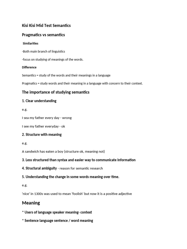 Understanding Semantics and Pragmatics | PDF | Semantics | Word