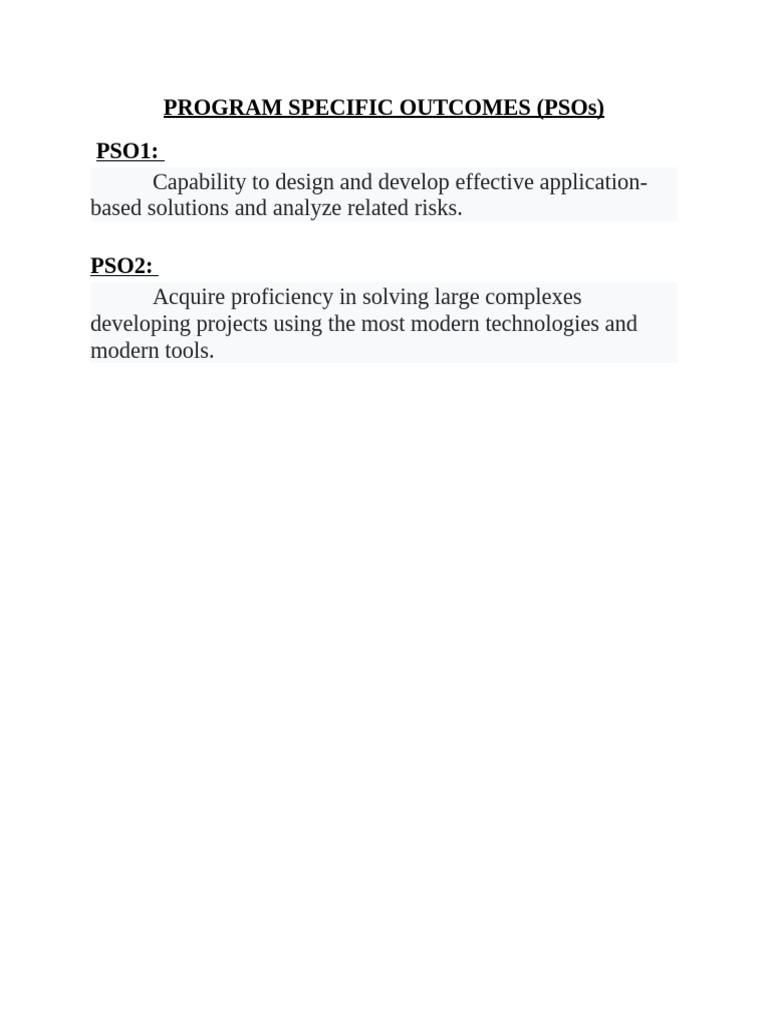 Program Specific Outcomes | PDF
