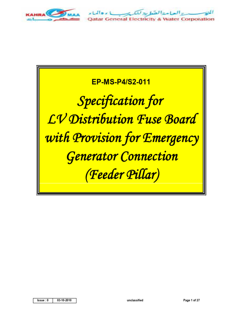 EP-MS-P4-S2-011 - LV Distribution Fuse Board With Provision For ...