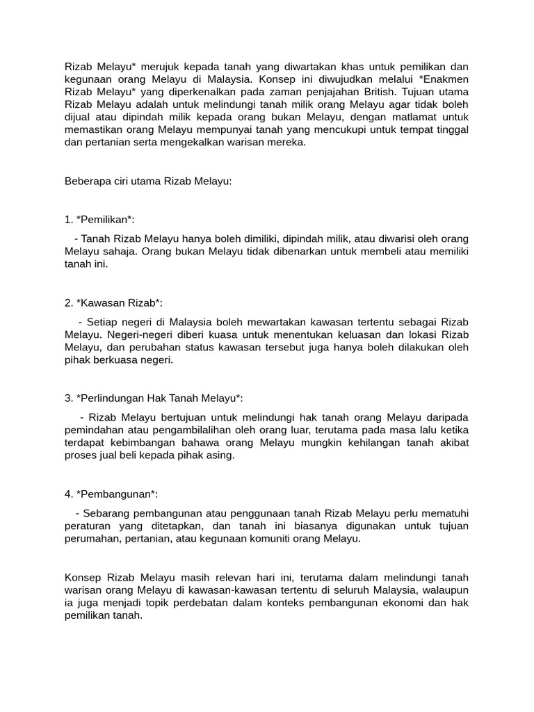 Rizab Melayu Teks | PDF