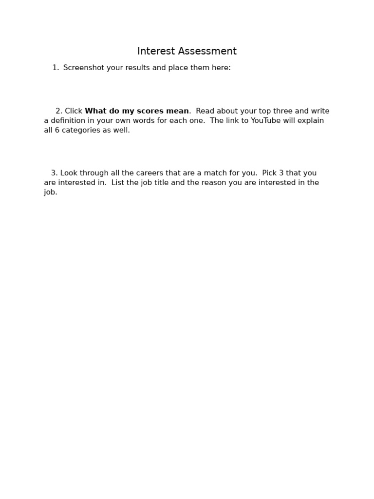 Interest Assessment Results | PDF