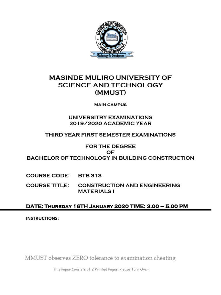 BTB 313_CONSTRUCTION AND ENGINEERING MATERIALS I | PDF | Heat Treating | Steel