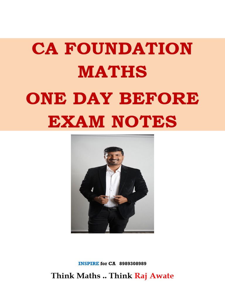 CA Foundation Maths One Day Befor Exma Notes - Part - 1 | PDF | Median ...