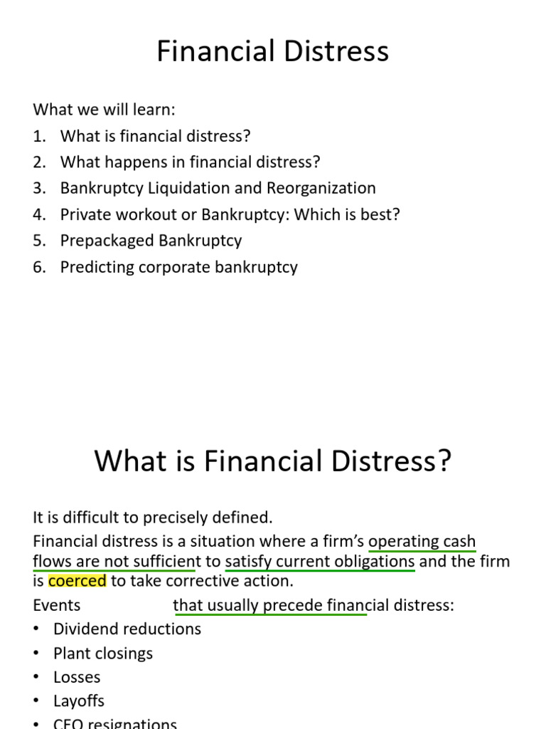 Financial Distress - Corporate FInance | PDF | Bankruptcy | Chapter 11