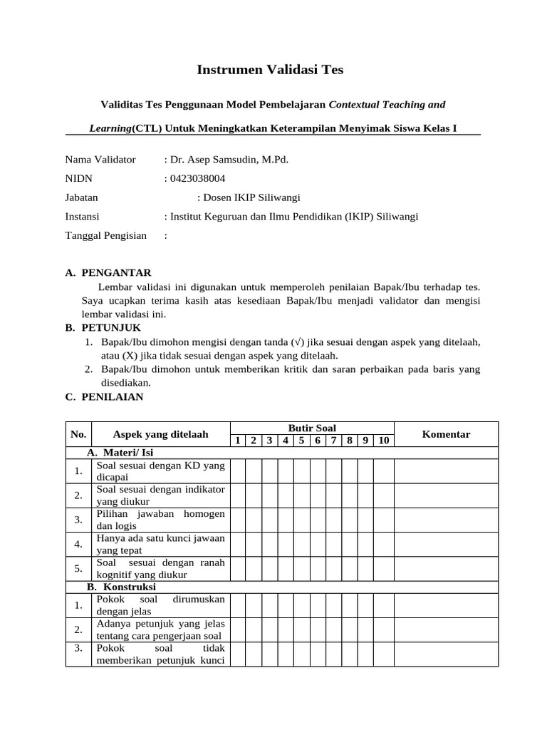 VALIDASI PENELITIAN | PDF