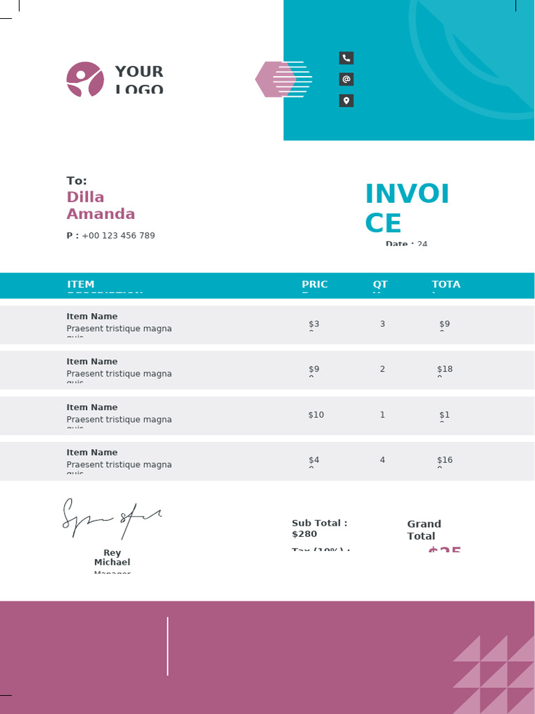 Fun Abstract - Creative - Invoice Template | PDF
