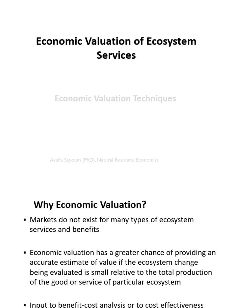 Economic Valuation of Ecosystem Services | PDF | Cost–Benefit Analysis ...